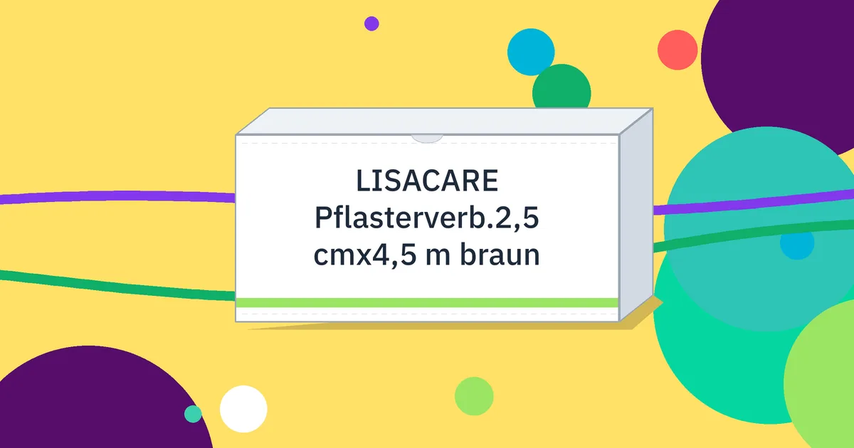 Symbolbild: Packung mit der Aufschrift LISACARE Pflasterverb.2,5 cmx4,5 m braun (PZN 17891598) – Verfügbarkeit und Bezug in Apotheken in Frankfurt am Main