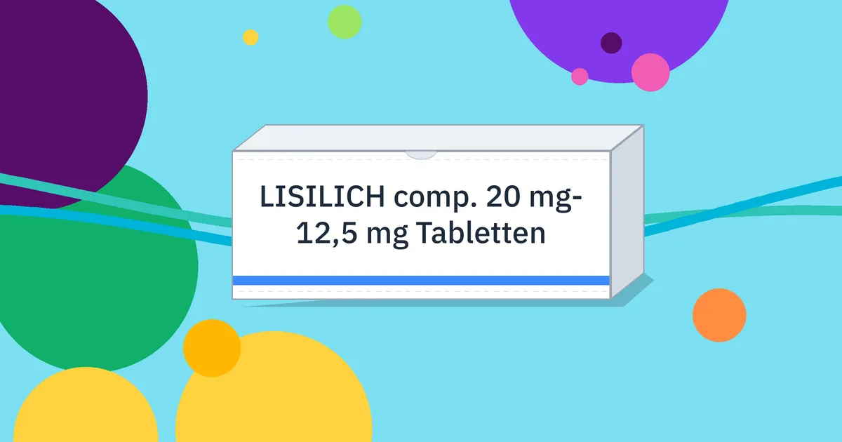 Symbolbild: Packung mit der Aufschrift LISILICH comp. 20 mg-12,5 mg Tabletten (PZN 00783686) – Verfügbarkeit und Bezug in Apotheken in Frankfurt am Main