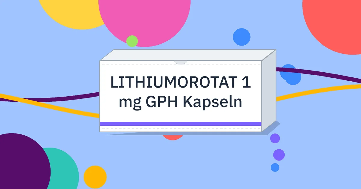 Symbolbild: Packung mit der Aufschrift LITHIUMOROTAT 1 mg GPH Kapseln (PZN 19407402) – Verfügbarkeit und Bezug in Apotheken in Frankfurt am Main