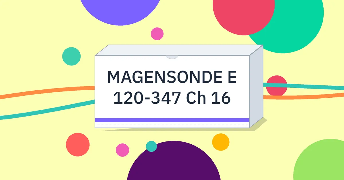Symbolbild: Packung mit der Aufschrift MAGENSONDE E 120-347 Ch 16 (PZN 02442423) – Verfügbarkeit und Bezug in Apotheken in Frankfurt am Main