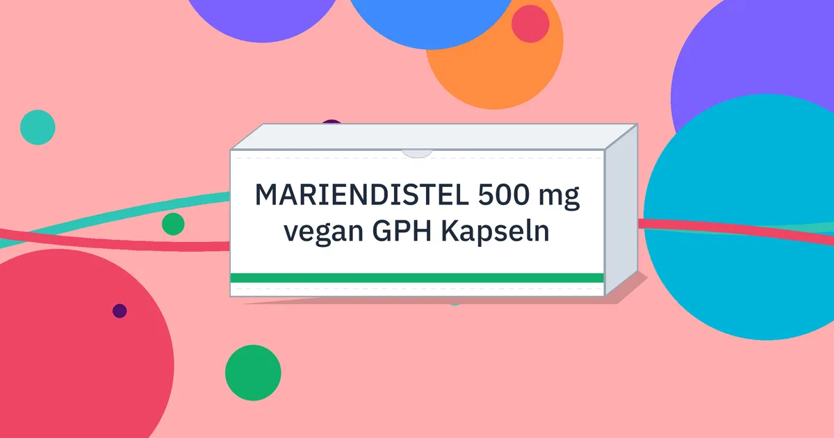Symbolbild: Packung mit der Aufschrift MARIENDISTEL 500 mg vegan GPH Kapseln (PZN 16362053) – Verfügbarkeit und Bezug in Apotheken in Frankfurt am Main