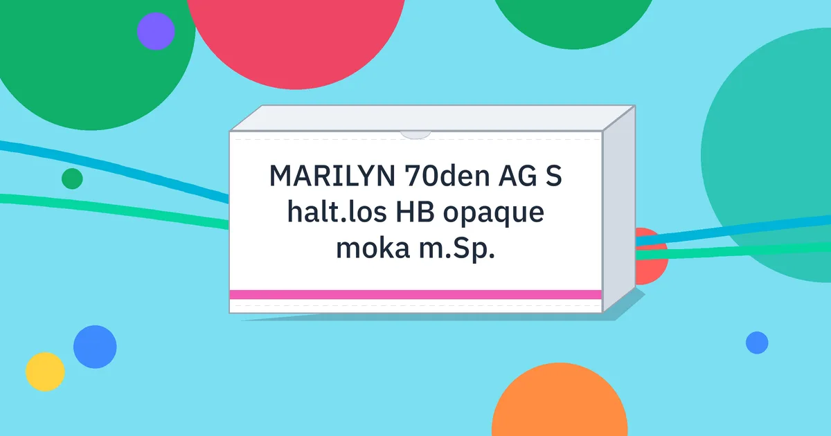 Symbolbild: Packung mit der Aufschrift MARILYN 70den AG S halt.los HB opaque moka m.Sp. (PZN 16186171) – Verfügbarkeit und Bezug in Apotheken in Frankfurt am Main