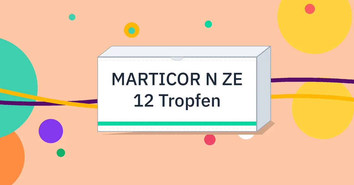 Symbolbild: Packung mit der Aufschrift MARTICOR N ZE 12 Tropfen (PZN 07117662) – Verfügbarkeit und Bezug in Apotheken in Frankfurt am Main