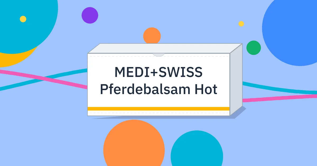 Symbolbild: Packung mit der Aufschrift MEDI+SWISS Pferdebalsam Hot (PZN 14287347) – Verfügbarkeit und Bezug in Apotheken in Frankfurt am Main