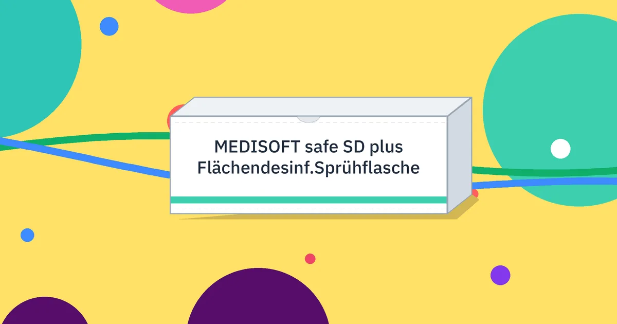 Symbolbild: Packung mit der Aufschrift MEDISOFT safe SD plus Flächendesinf.Sprühflasche (PZN 19911804) – Verfügbarkeit und Bezug in Apotheken in Frankfurt am Main