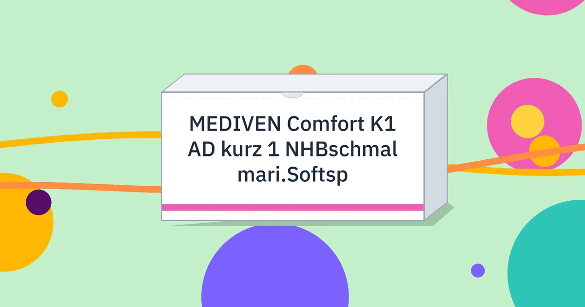 Symbolbild: Packung mit der Aufschrift MEDIVEN Comfort K1 AD kurz 1 NHBschmal mari.Softsp (PZN 14558444) – Verfügbarkeit und Bezug in Apotheken in Frankfurt am Main