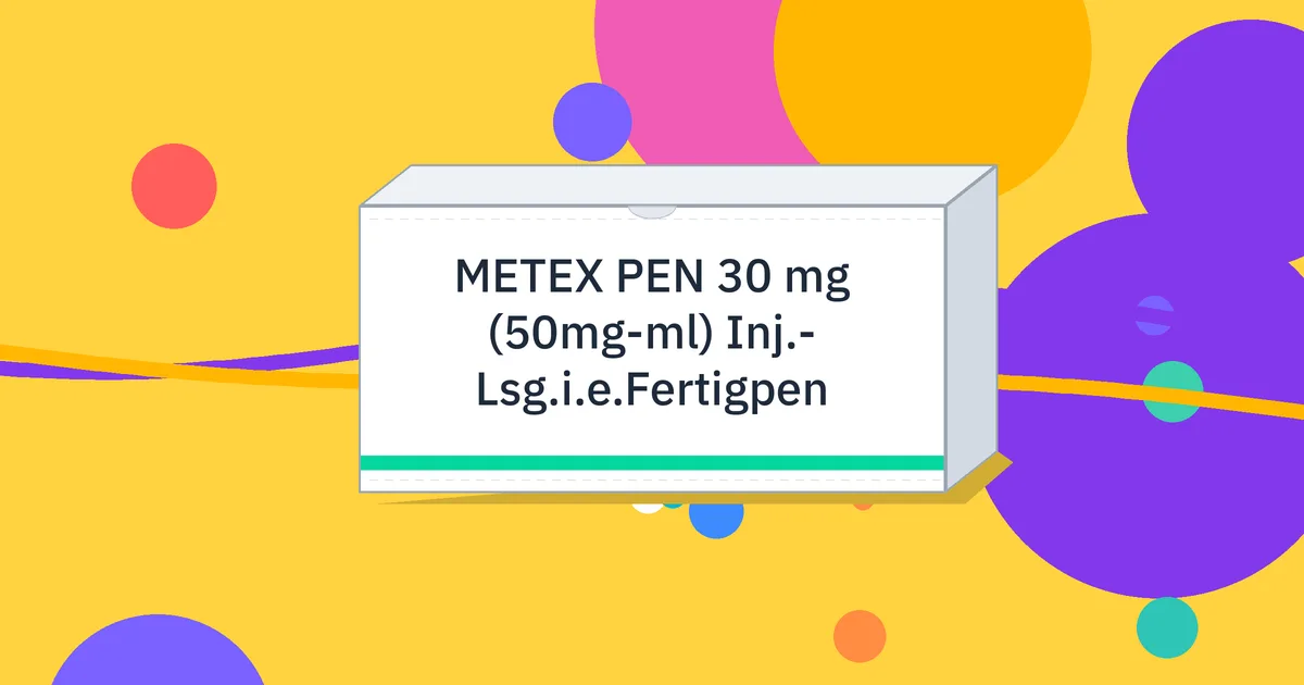 Symbolbild: Packung mit der Aufschrift METEX PEN 30 mg (50mg-ml) Inj.-Lsg.i.e.Fertigpen (PZN 09668544) – Verfügbarkeit und Bezug in Apotheken in Frankfurt am Main