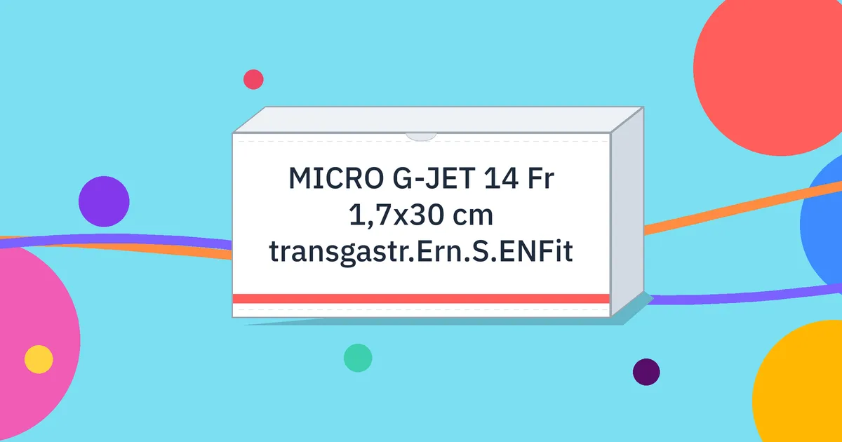 Symbolbild: Packung mit der Aufschrift MICRO G-JET 14 Fr 1,7x30 cm transgastr.Ern.S.ENFit (PZN 17818319) – Verfügbarkeit und Bezug in Apotheken in Frankfurt am Main