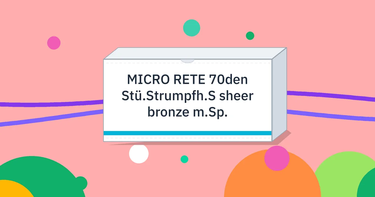 Symbolbild: Packung mit der Aufschrift MICRO RETE 70den Stü.Strumpfh.S sheer bronze m.Sp. (PZN 06450514) – Verfügbarkeit und Bezug in Apotheken in Frankfurt am Main