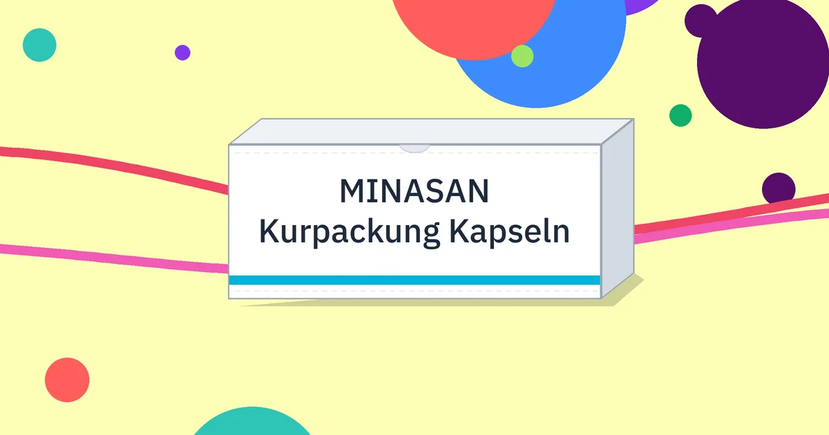 Symbolbild: Packung mit der Aufschrift MINASAN Kurpackung Kapseln (PZN 07256398) – Verfügbarkeit und Bezug in Apotheken in Frankfurt am Main
