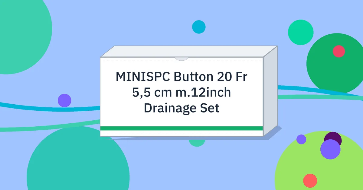 Symbolbild: Packung mit der Aufschrift MINISPC Button 20 Fr 5,5 cm m.12inch Drainage Set (PZN 20821325) – Verfügbarkeit und Bezug in Apotheken in Frankfurt am Main