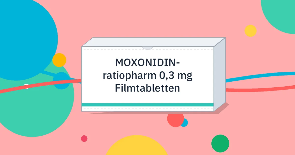 Symbolbild: Packung mit der Aufschrift MOXONIDIN-ratiopharm 0,3 mg Filmtabletten (PZN 01698095) – Verfügbarkeit und Bezug in Apotheken in Frankfurt am Main