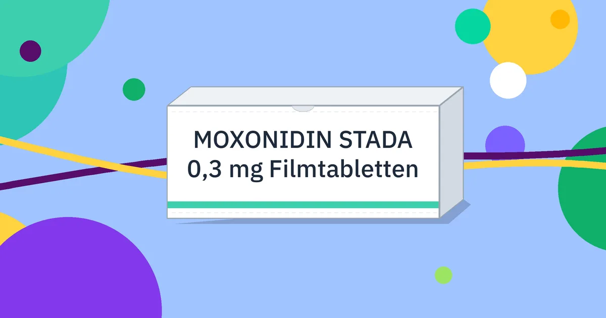Symbolbild: Packung mit der Aufschrift MOXONIDIN STADA 0,3 mg Filmtabletten (PZN 02188798) – Verfügbarkeit und Bezug in Apotheken in Frankfurt am Main