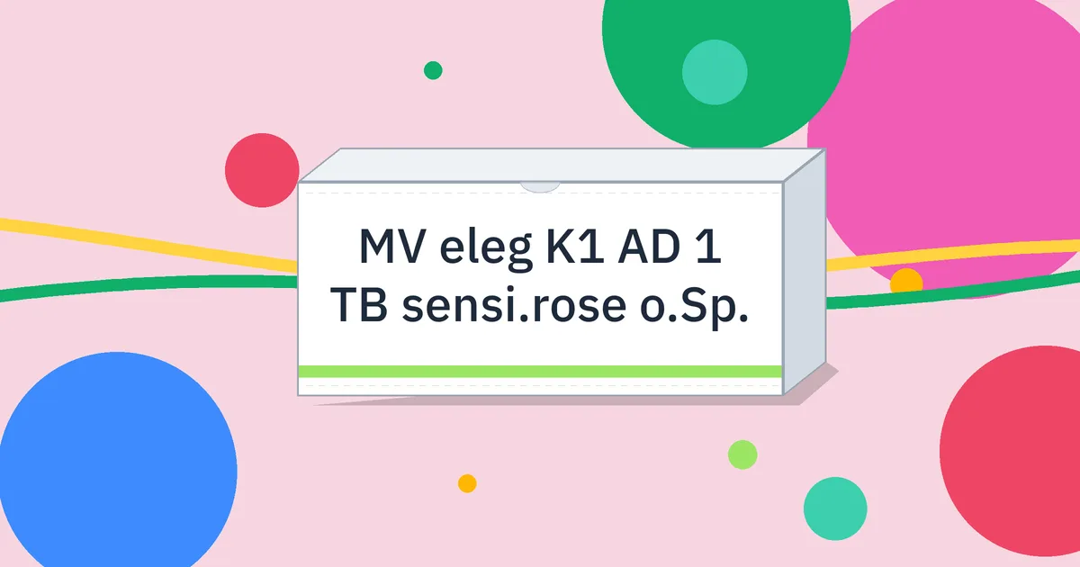 Symbolbild: Packung mit der Aufschrift MV eleg K1 AD 1 TB sensi.rose o.Sp. (PZN 14684752) – Verfügbarkeit und Bezug in Apotheken in Frankfurt am Main