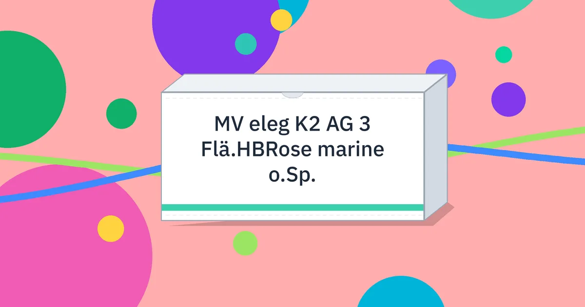Symbolbild: Packung mit der Aufschrift MV eleg K2 AG 3 Flä.HBRose marine o.Sp. (PZN 15718909) – Verfügbarkeit und Bezug in Apotheken in Frankfurt am Main