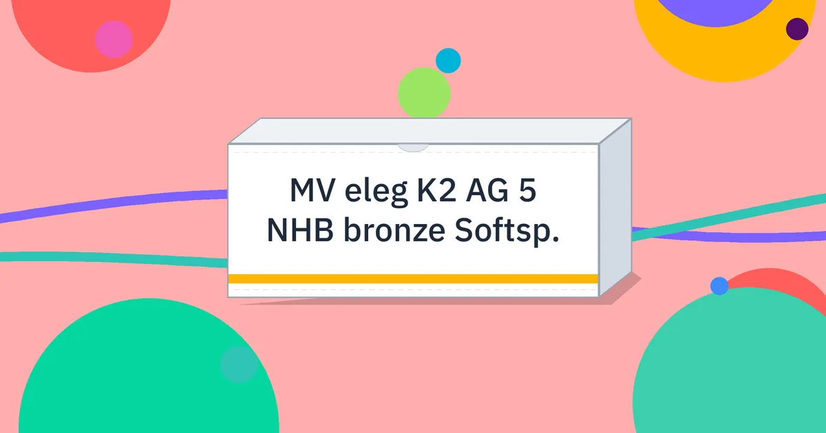 Symbolbild: Packung mit der Aufschrift MV eleg K2 AG 5 NHB bronze Softsp. (PZN 15730738) – Verfügbarkeit und Bezug in Apotheken in Frankfurt am Main