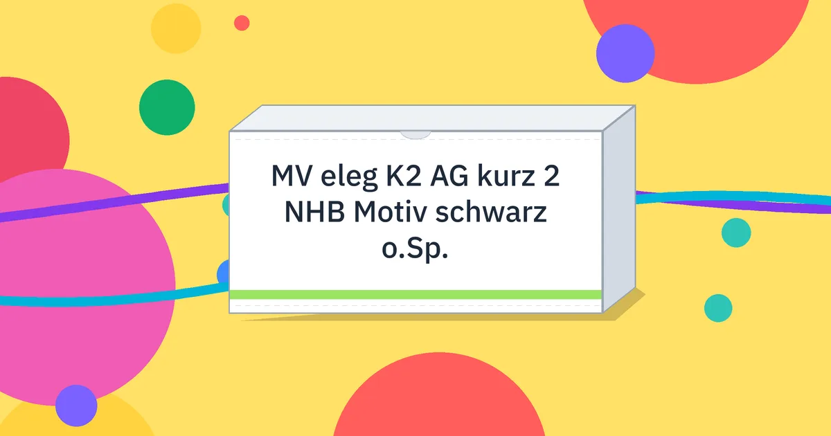 Symbolbild: Packung mit der Aufschrift MV eleg K2 AG kurz 2 NHB Motiv schwarz o.Sp. (PZN 15708992) – Verfügbarkeit und Bezug in Apotheken in Frankfurt am Main