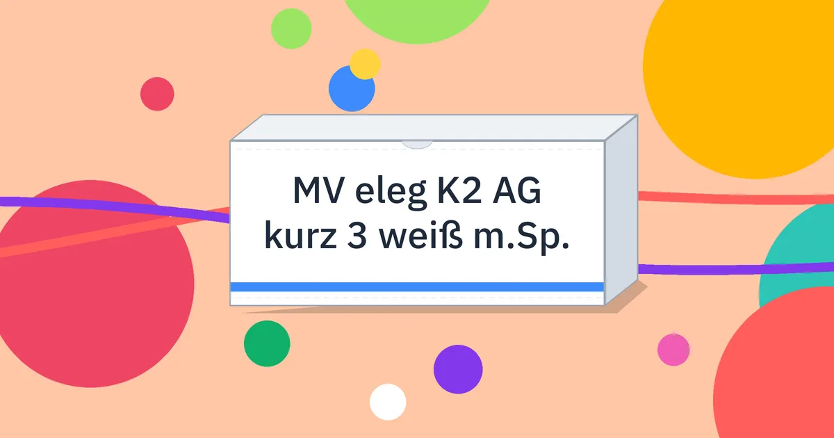 Symbolbild: Packung mit der Aufschrift MV eleg K2 AG kurz 3 weiß m.Sp. (PZN 00318529) – Verfügbarkeit und Bezug in Apotheken in Frankfurt am Main