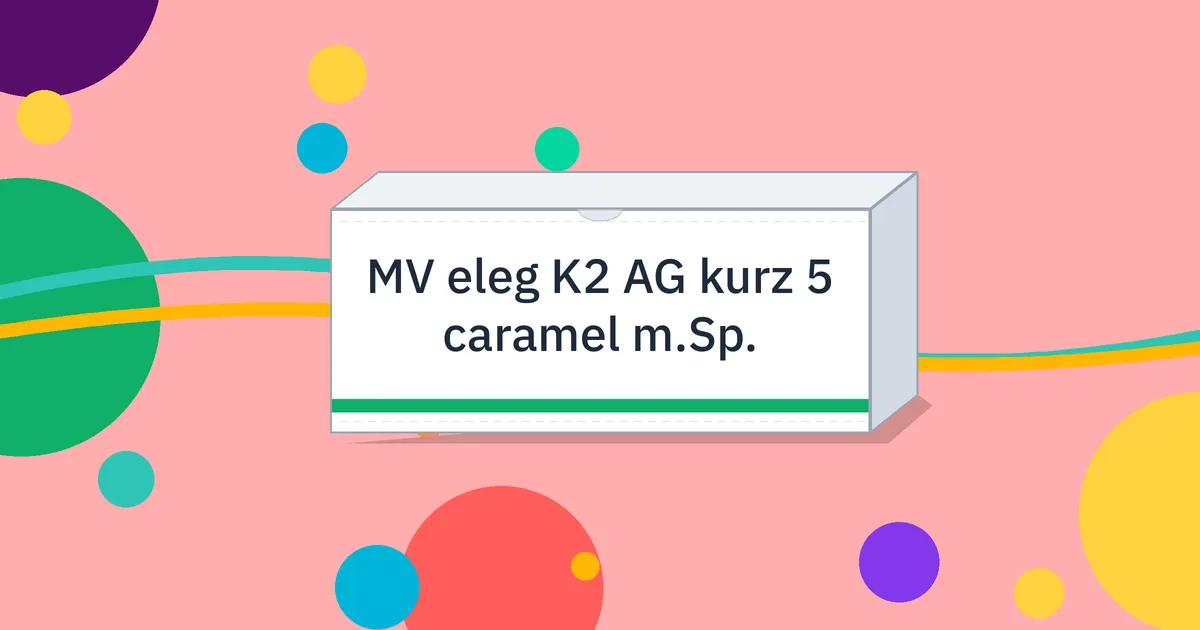 Symbolbild: Packung mit der Aufschrift MV eleg K2 AG kurz 5 caramel m.Sp. (PZN 00531022) – Verfügbarkeit und Bezug in Apotheken in Frankfurt am Main
