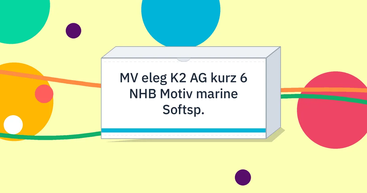Symbolbild: Packung mit der Aufschrift MV eleg K2 AG kurz 6 NHB Motiv marine Softsp. (PZN 15708957) – Verfügbarkeit und Bezug in Apotheken in Frankfurt am Main