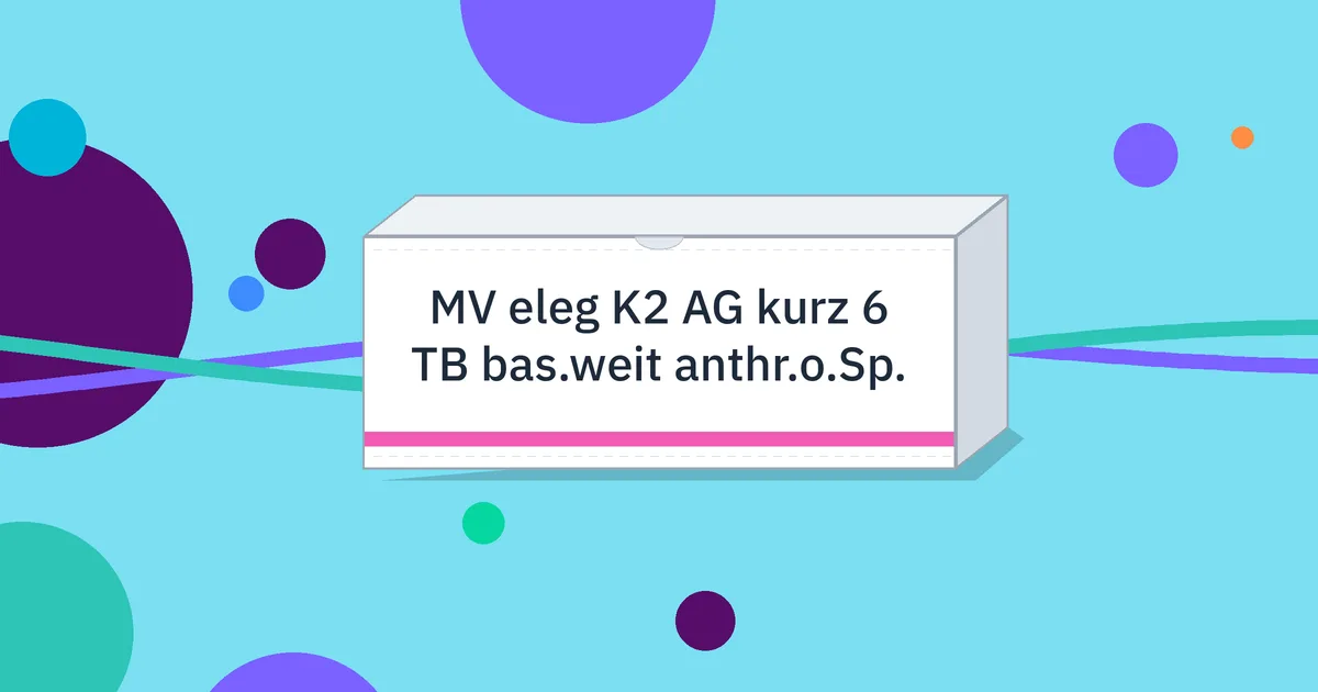 Symbolbild: Packung mit der Aufschrift MV eleg K2 AG kurz 6 TB bas.weit anthr.o.Sp. (PZN 00187659) – Verfügbarkeit und Bezug in Apotheken in Frankfurt am Main