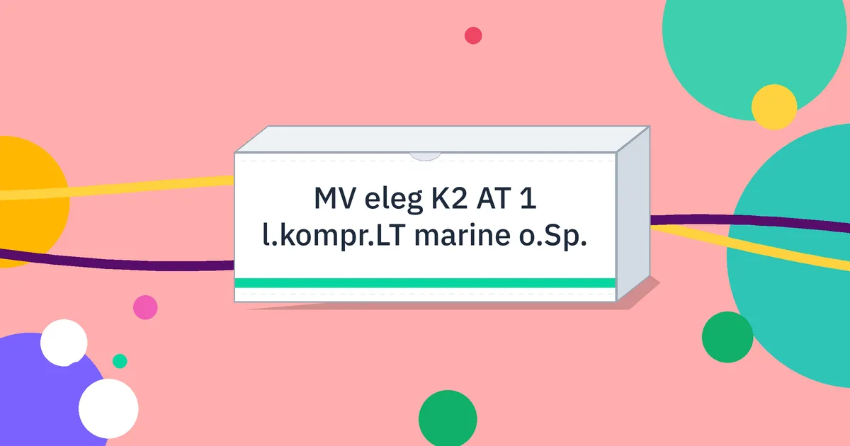 Symbolbild: Packung mit der Aufschrift MV eleg K2 AT 1 l.kompr.LT marine o.Sp. (PZN 15285936) – Verfügbarkeit und Bezug in Apotheken in Frankfurt am Main