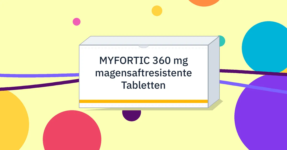 Symbolbild: Packung mit der Aufschrift MYFORTIC 360 mg magensaftresistente Tabletten (PZN 11369895) – Verfügbarkeit und Bezug in Apotheken in Frankfurt am Main