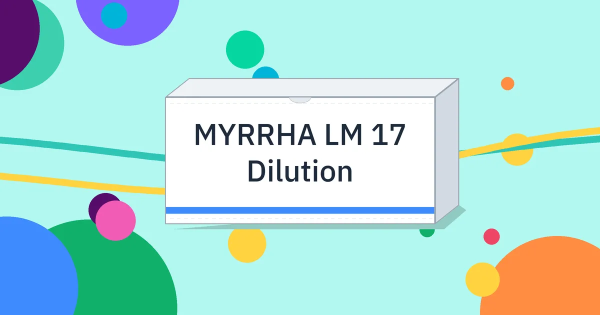 Symbolbild: Packung mit der Aufschrift MYRRHA LM 17 Dilution (PZN 12957631) – Verfügbarkeit und Bezug in Apotheken in Frankfurt am Main