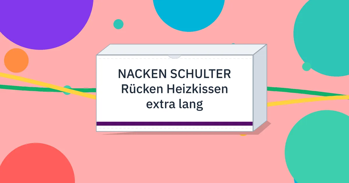 Symbolbild: Packung mit der Aufschrift NACKEN SCHULTER Rücken Heizkissen extra lang (PZN 12466152) – Verfügbarkeit und Bezug in Apotheken in Frankfurt am Main