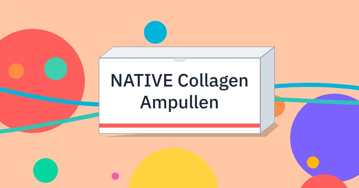 Symbolbild: Packung mit der Aufschrift NATIVE Collagen Ampullen (PZN 02034351) – Verfügbarkeit und Bezug in Apotheken in Frankfurt am Main