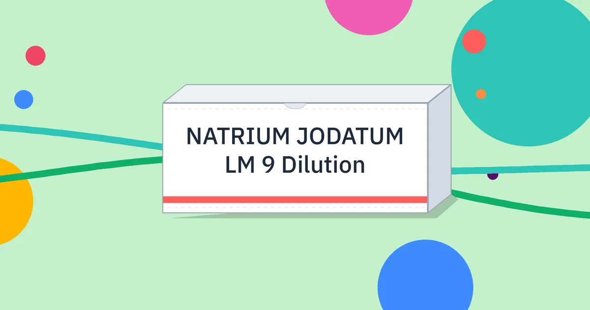 Symbolbild: Packung mit der Aufschrift NATRIUM JODATUM LM 9 Dilution (PZN 12964312) – Verfügbarkeit und Bezug in Apotheken in Frankfurt am Main
