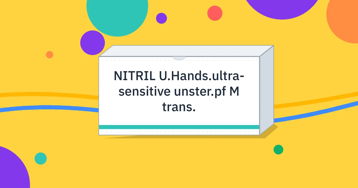 Symbolbild: Packung mit der Aufschrift NITRIL U.Hands.ultra-sensitive unster.pf M trans. (PZN 13973833) – Verfügbarkeit und Bezug in Apotheken in Frankfurt am Main