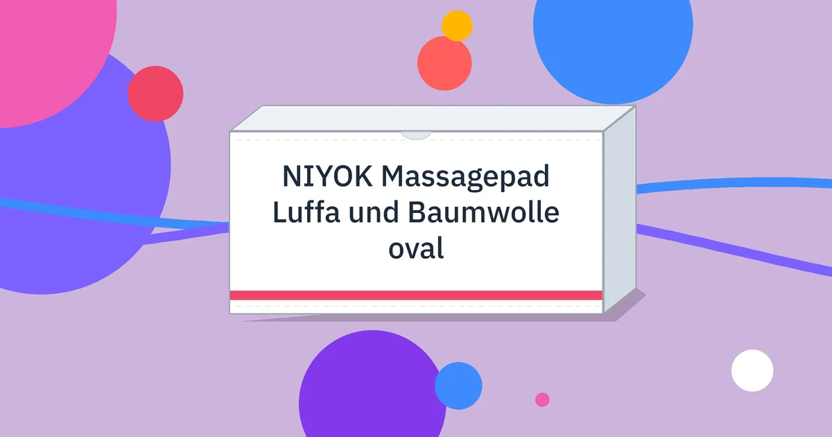 Symbolbild: Packung mit der Aufschrift NIYOK Massagepad Luffa und Baumwolle oval (PZN 19541744) – Verfügbarkeit und Bezug in Apotheken in Frankfurt am Main