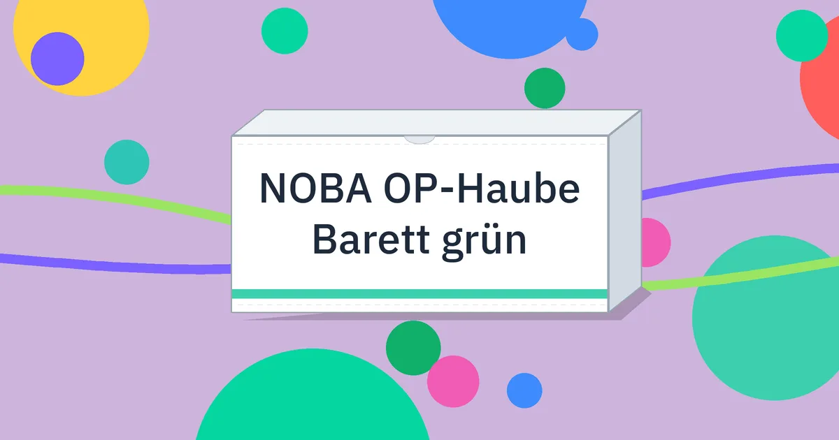 Symbolbild: Packung mit der Aufschrift NOBA OP-Haube Barett grün (PZN 07572030) – Verfügbarkeit und Bezug in Apotheken in Frankfurt am Main