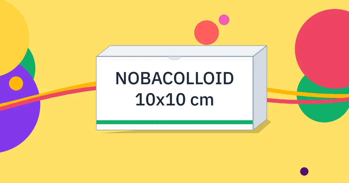 Symbolbild: Packung mit der Aufschrift NOBACOLLOID 10x10 cm (PZN 16015995) – Verfügbarkeit und Bezug in Apotheken in Frankfurt am Main
