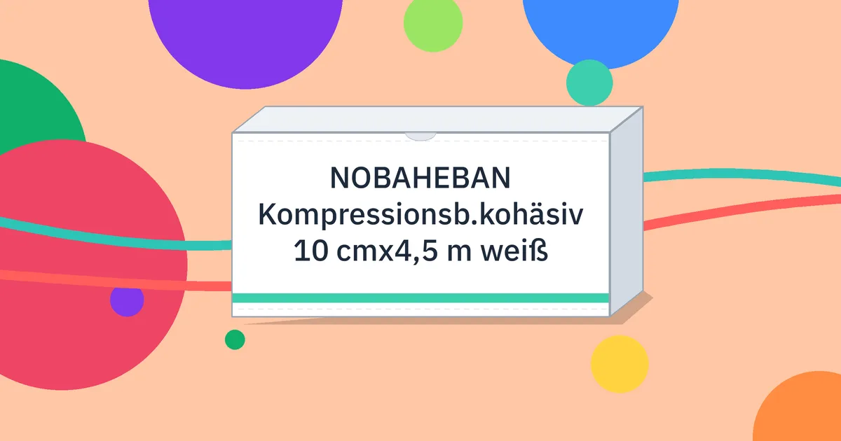 Symbolbild: Packung mit der Aufschrift NOBAHEBAN Kompressionsb.kohäsiv 10 cmx4,5 m weiß (PZN 02709369) – Verfügbarkeit und Bezug in Apotheken in Frankfurt am Main