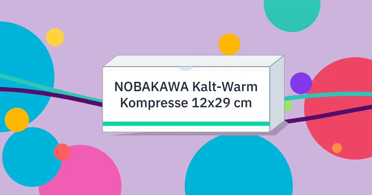 Symbolbild: Packung mit der Aufschrift NOBAKAWA Kalt-Warm Kompresse 12x29 cm (PZN 00611784) – Verfügbarkeit und Bezug in Apotheken in Frankfurt am Main
