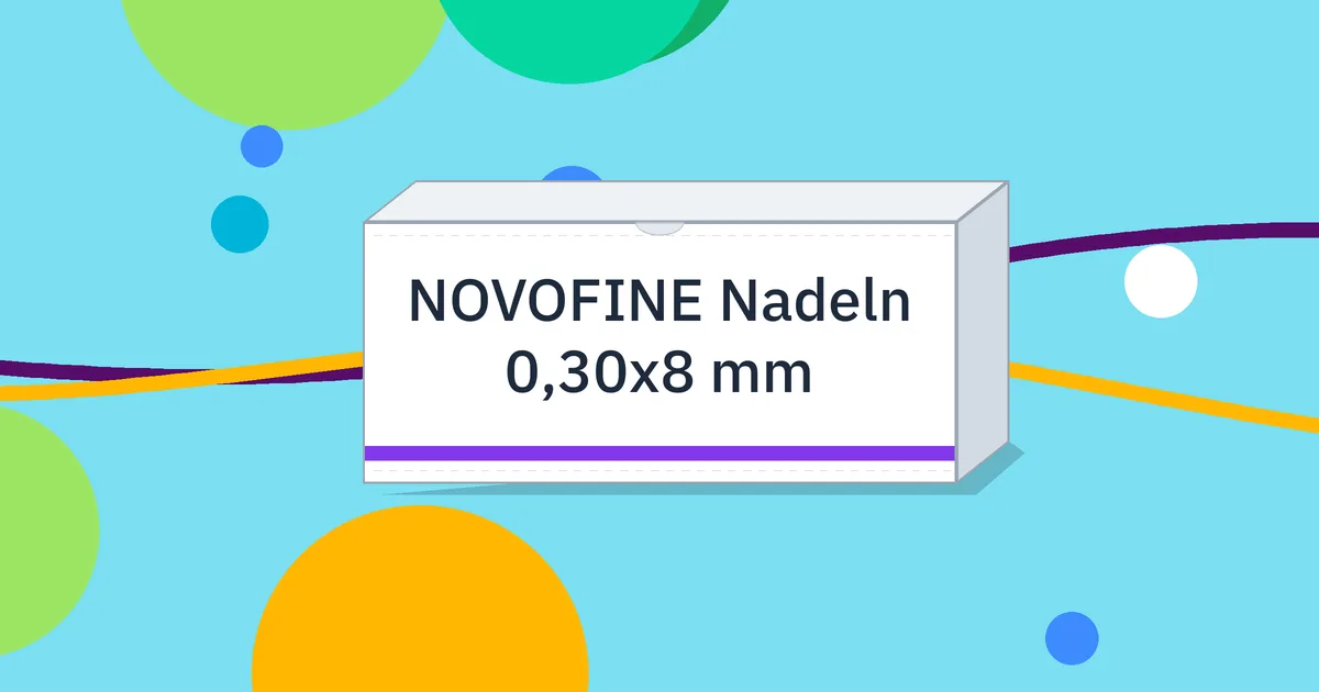 Symbolbild: Packung mit der Aufschrift NOVOFINE Nadeln 0,30x8 mm (PZN 02687538) – Verfügbarkeit und Bezug in Apotheken in Frankfurt am Main