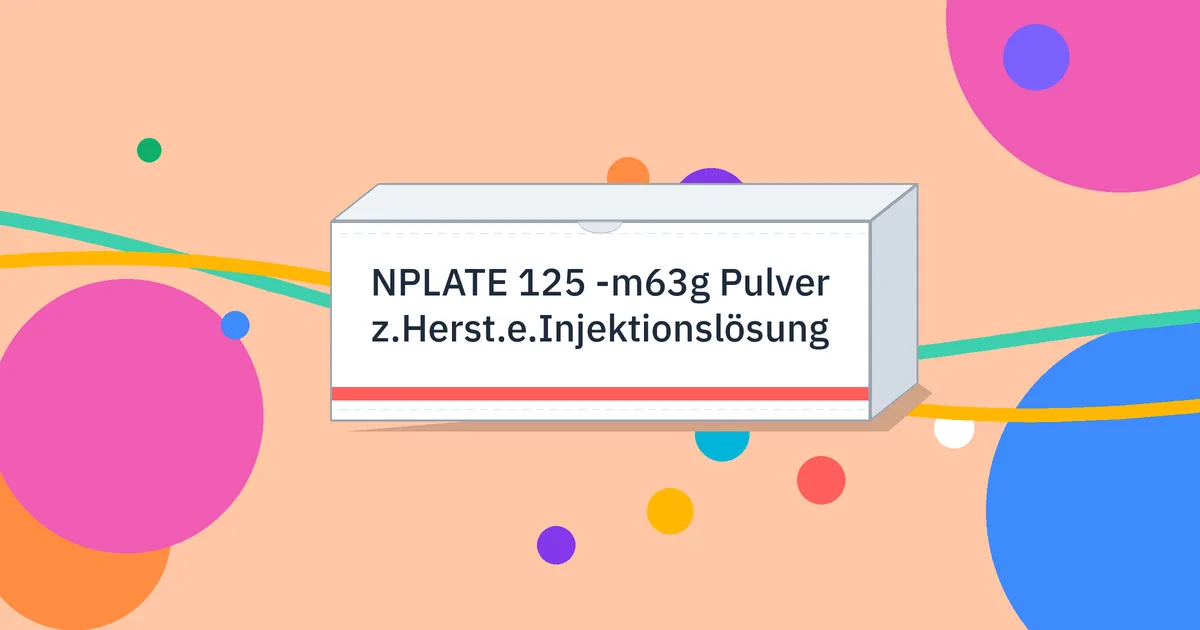 Symbolbild: Packung mit der Aufschrift NPLATE 125 -m63g Pulver z.Herst.e.Injektionslösung (PZN 17422455) – Verfügbarkeit und Bezug in Apotheken in Frankfurt am Main