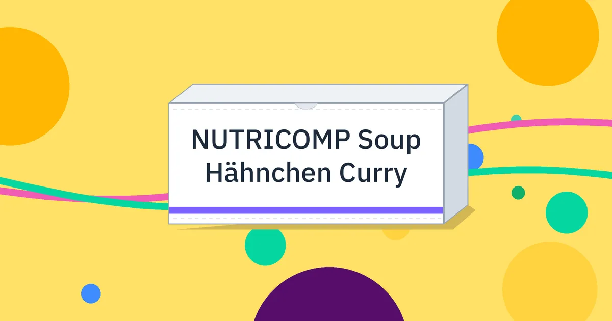 Symbolbild: Packung mit der Aufschrift NUTRICOMP Soup Hähnchen Curry (PZN 11128602) – Verfügbarkeit und Bezug in Apotheken in Frankfurt am Main