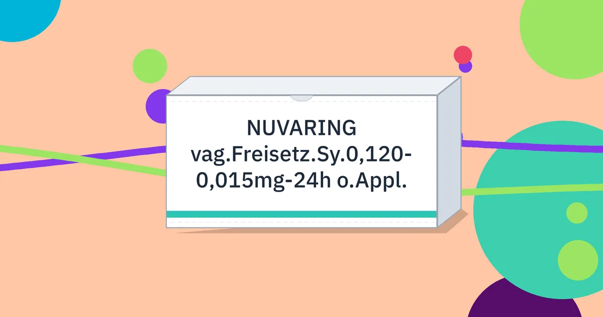 Symbolbild: Packung mit der Aufschrift NUVARING vag.Freisetz.Sy.0,120-0,015mg-24h o.Appl. (PZN 00145721) – Verfügbarkeit und Bezug in Apotheken in Frankfurt am Main