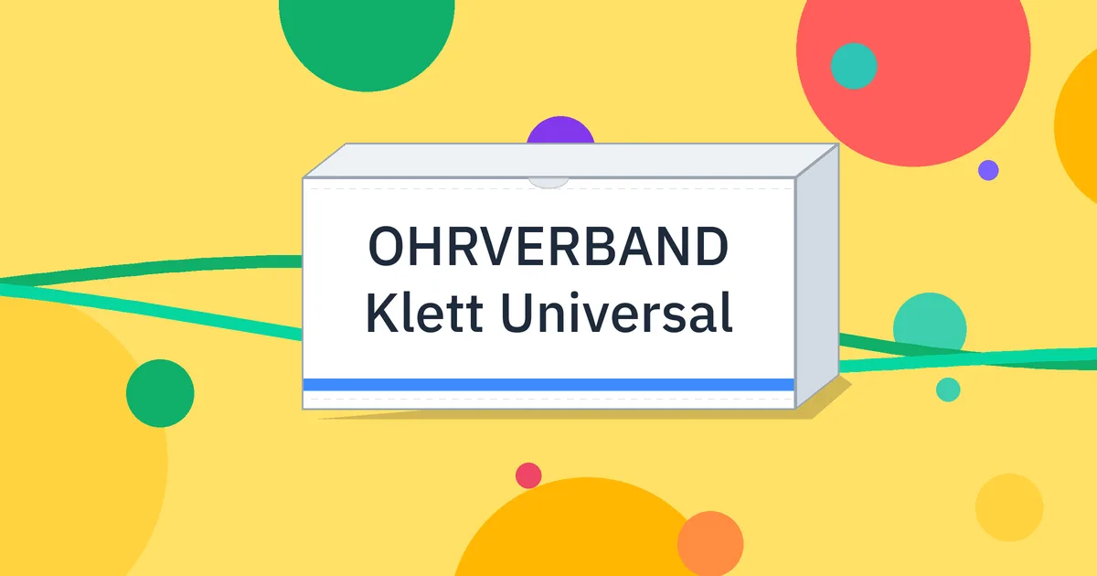 Symbolbild: Packung mit der Aufschrift OHRVERBAND Klett Universal (PZN 01295084) – Verfügbarkeit und Bezug in Apotheken in Frankfurt am Main