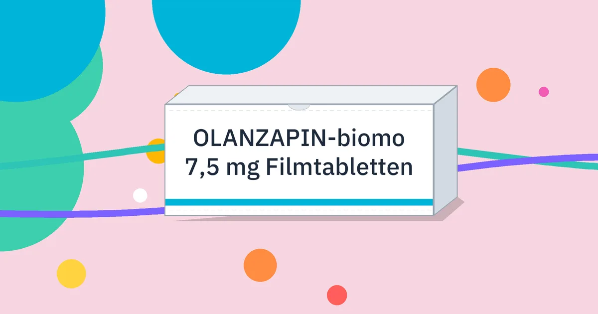 Symbolbild: Packung mit der Aufschrift OLANZAPIN-biomo 7,5 mg Filmtabletten (PZN 08801432) – Verfügbarkeit und Bezug in Apotheken in Frankfurt am Main