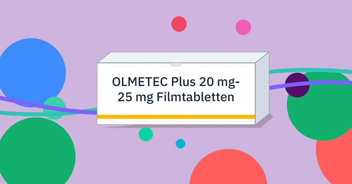 Symbolbild: Packung mit der Aufschrift OLMETEC Plus 20 mg-25 mg Filmtabletten (PZN 05871461) – Verfügbarkeit und Bezug in Apotheken in Frankfurt am Main