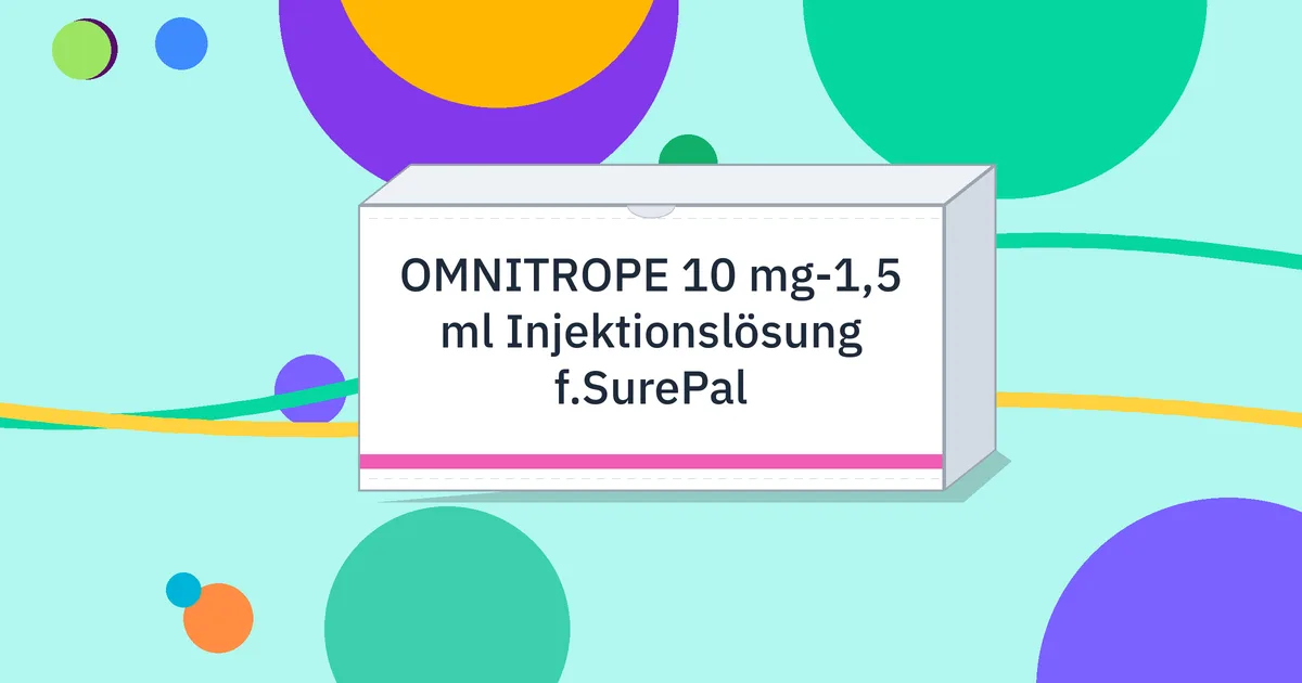 Symbolbild: Packung mit der Aufschrift OMNITROPE 10 mg-1,5 ml Injektionslösung f.SurePal (PZN 10073425) – Verfügbarkeit und Bezug in Apotheken in Frankfurt am Main