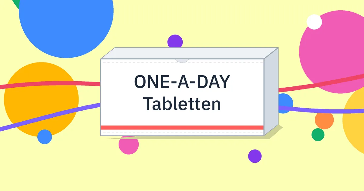 Symbolbild: Packung mit der Aufschrift ONE-A-DAY Tabletten (PZN 19921547) – Verfügbarkeit und Bezug in Apotheken in Frankfurt am Main