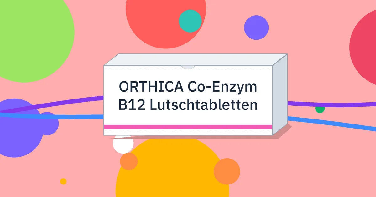 Symbolbild: Packung mit der Aufschrift ORTHICA Co-Enzym B12 Lutschtabletten (PZN 13859468) – Verfügbarkeit und Bezug in Apotheken in Frankfurt am Main