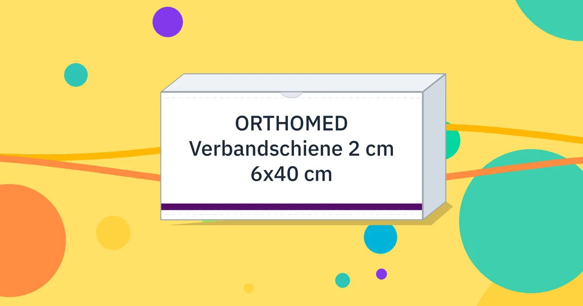 Symbolbild: Packung mit der Aufschrift ORTHOMED Verbandschiene 2 cm 6x40 cm (PZN 03450554) – Verfügbarkeit und Bezug in Apotheken in Frankfurt am Main