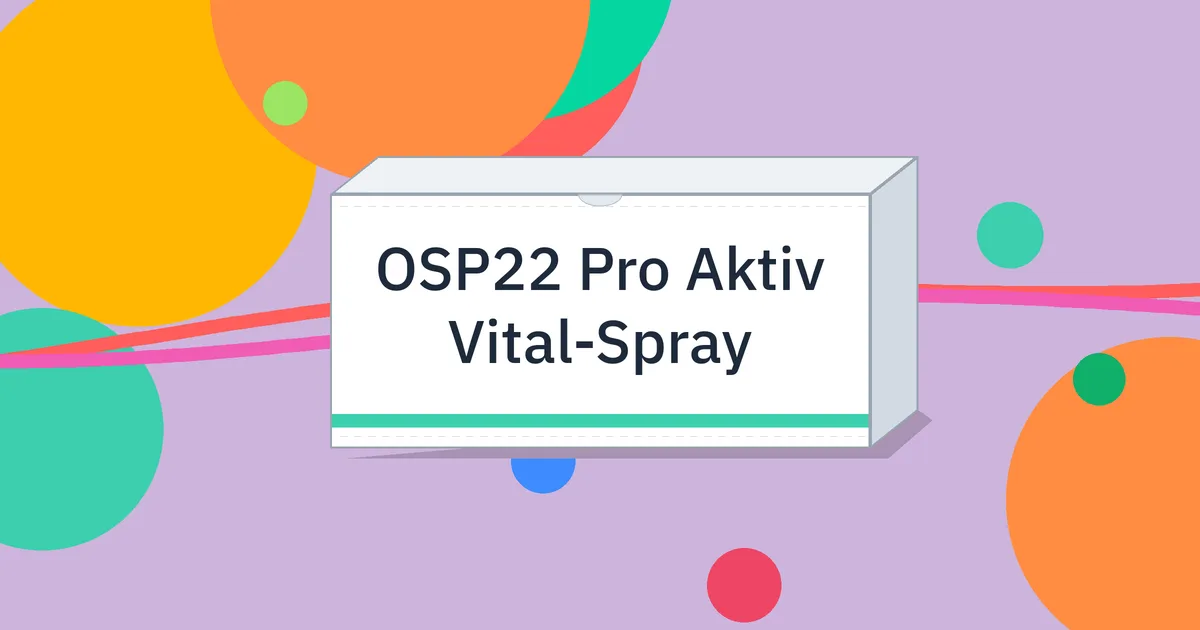 Symbolbild: Packung mit der Aufschrift OSP22 Pro Aktiv Vital-Spray (PZN 14134282) – Verfügbarkeit und Bezug in Apotheken in Frankfurt am Main