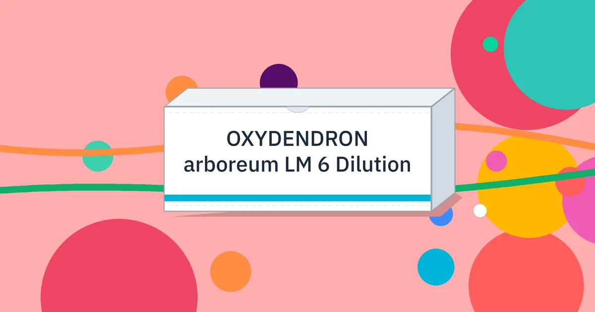 Symbolbild: Packung mit der Aufschrift OXYDENDRON arboreum LM 6 Dilution (PZN 13629320) – Verfügbarkeit und Bezug in Apotheken in Frankfurt am Main